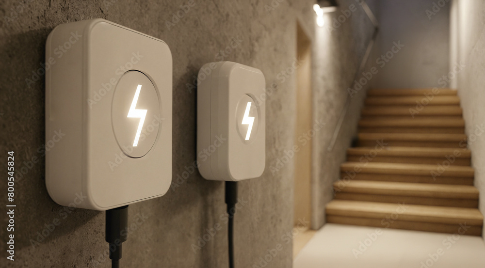 Energy storage battery packs on smart garage wall as a backup generated ...