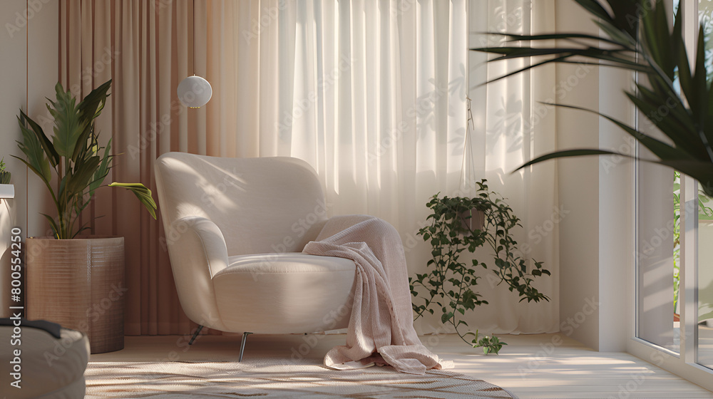 sillón sofá en un cuarto de habitación rodeado de macetas con plantas ...