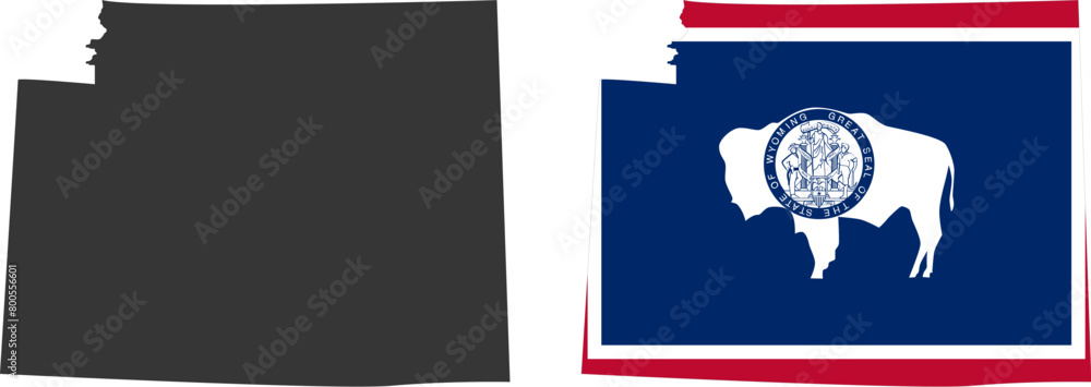 Wyoming state of USA. Wyoming flag and territory. States of America ...