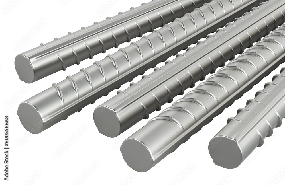 Construction Armature Bars, pile. 3D rendering isolated on transparent ...