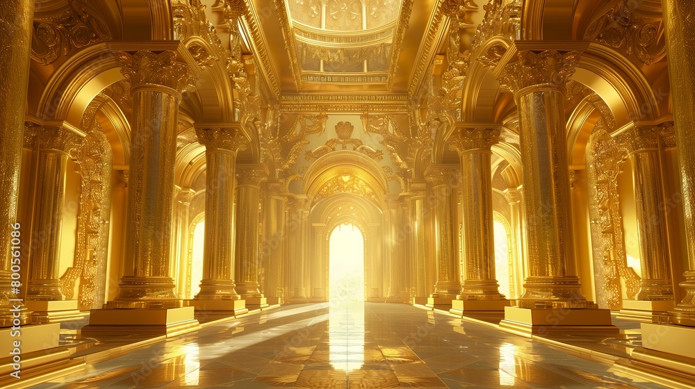 In a stunning digital illustration, a castle made of gold shines with ...