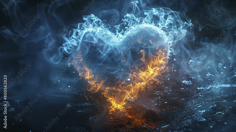 Energy flow through a heart shaped pathway, electric blue, dynamic ...