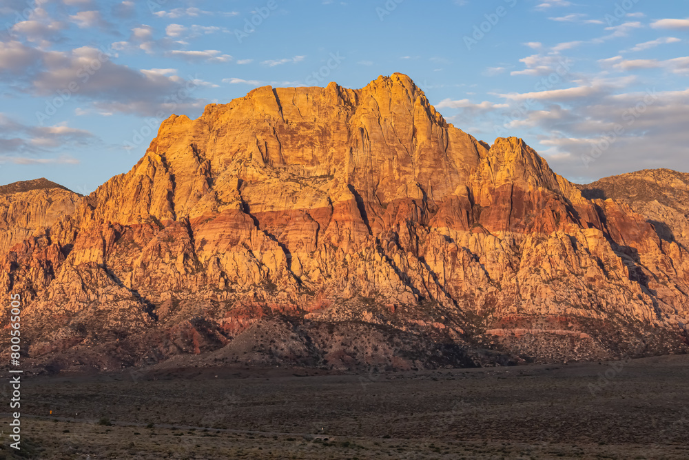 Scenic sunrise view of limestone peaks Mount Wilson, Bridge and Rainbow ...
