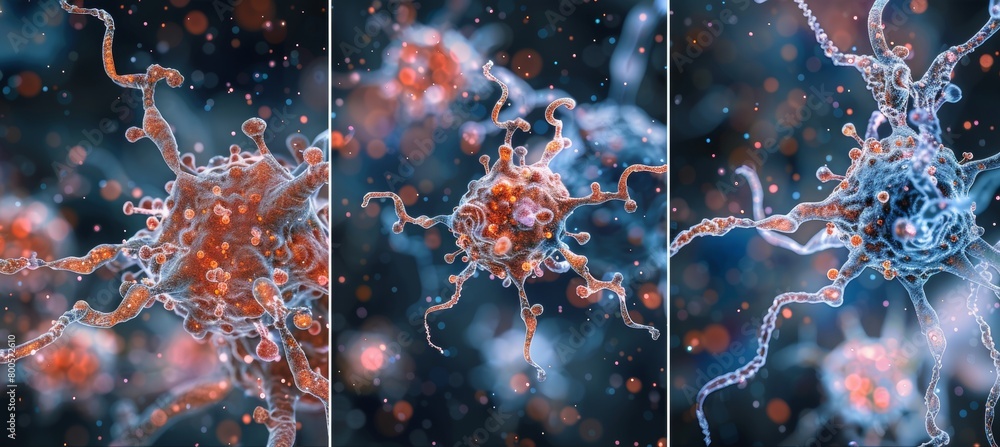 Brain tissue from a CJD patient under microscopic examination shows a ...