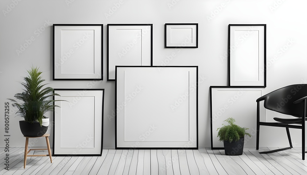 empty black white mock up compositon of poster frames, wallpapers ...