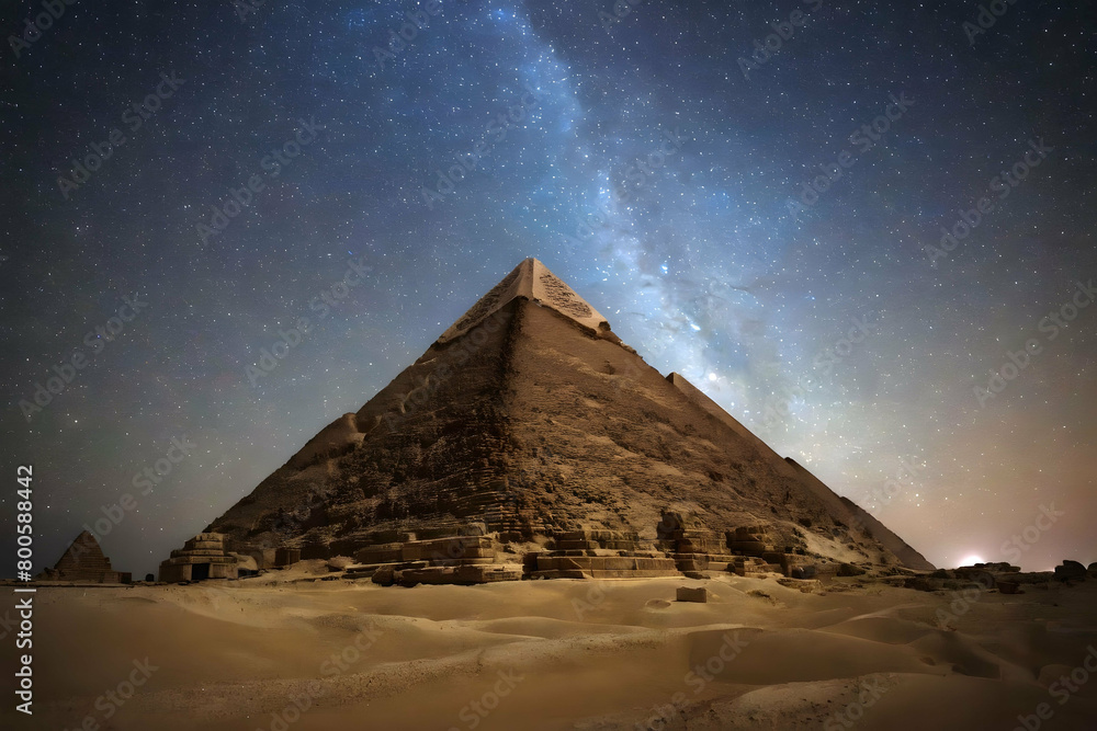 Starry night at Pyramids of Giza, Egyptian pyramids of Giza shot in ...