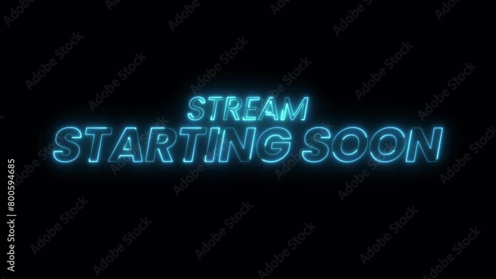 Stream starting soon neon text animation suitable for video live ...