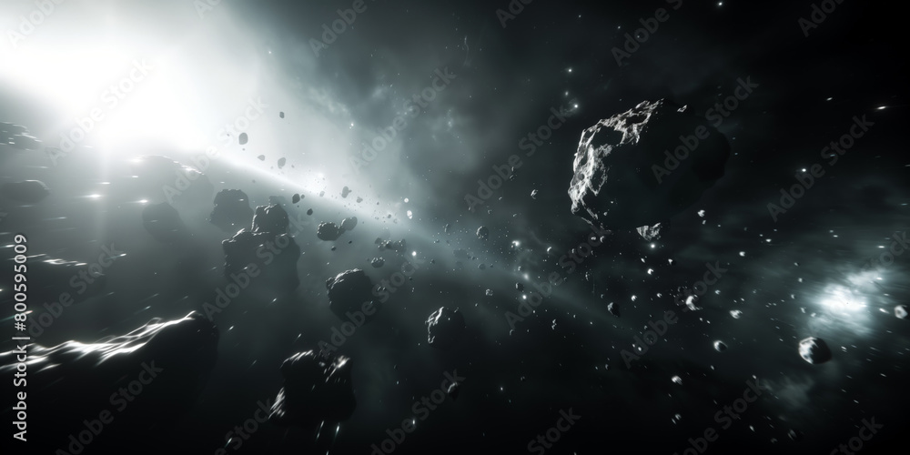 Asteroids in space, rocky, airless remnants left over from the early ...