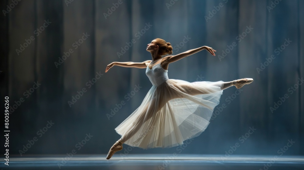Celebrate the elegance of a ballet dancer, poised mid-performance ...