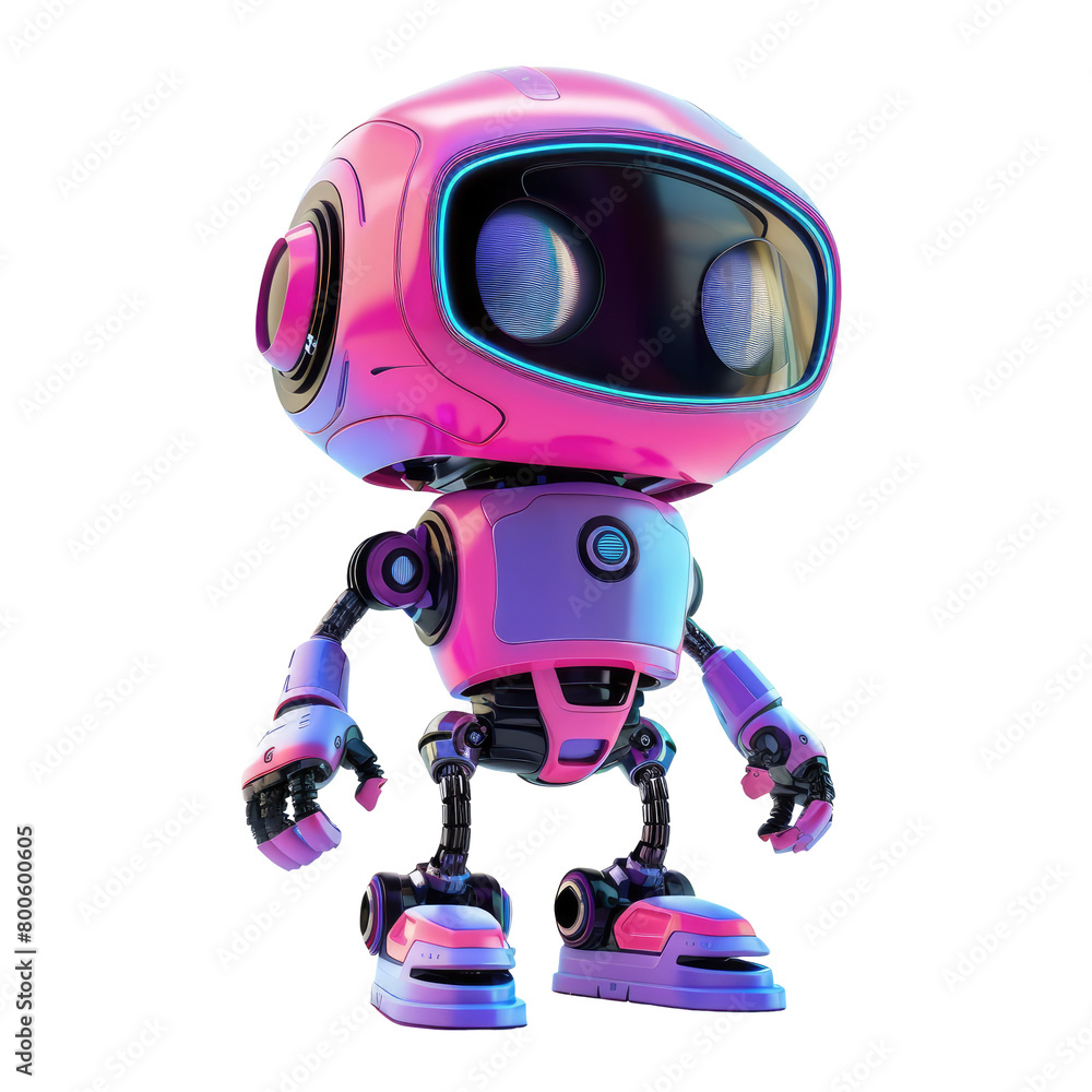Futuristic Pink Robot A 3D Rendered Character Isolated on White ...