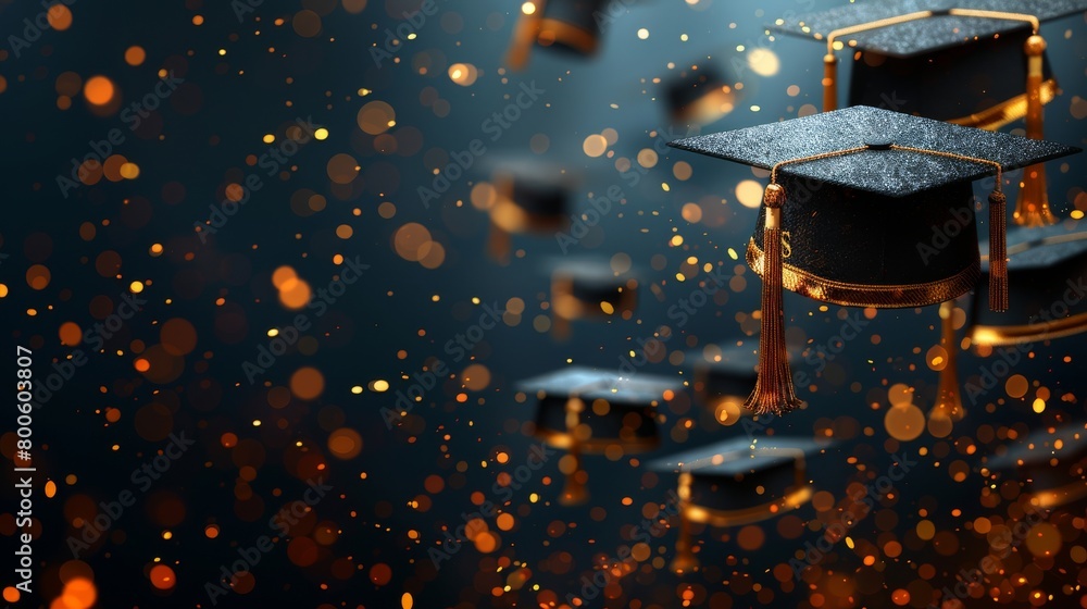 On a black graduation background, modern illustration showing ...