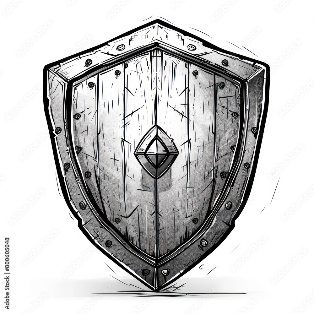 Dynamic sketch of a traditional shield with a rough texture and ...