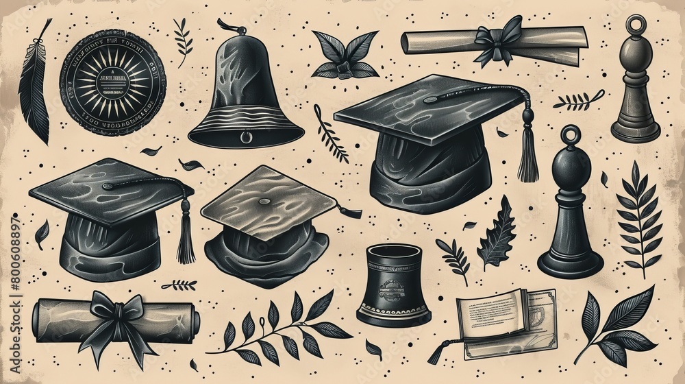 A collection of graduation wishes, lettering labels for your web or ...