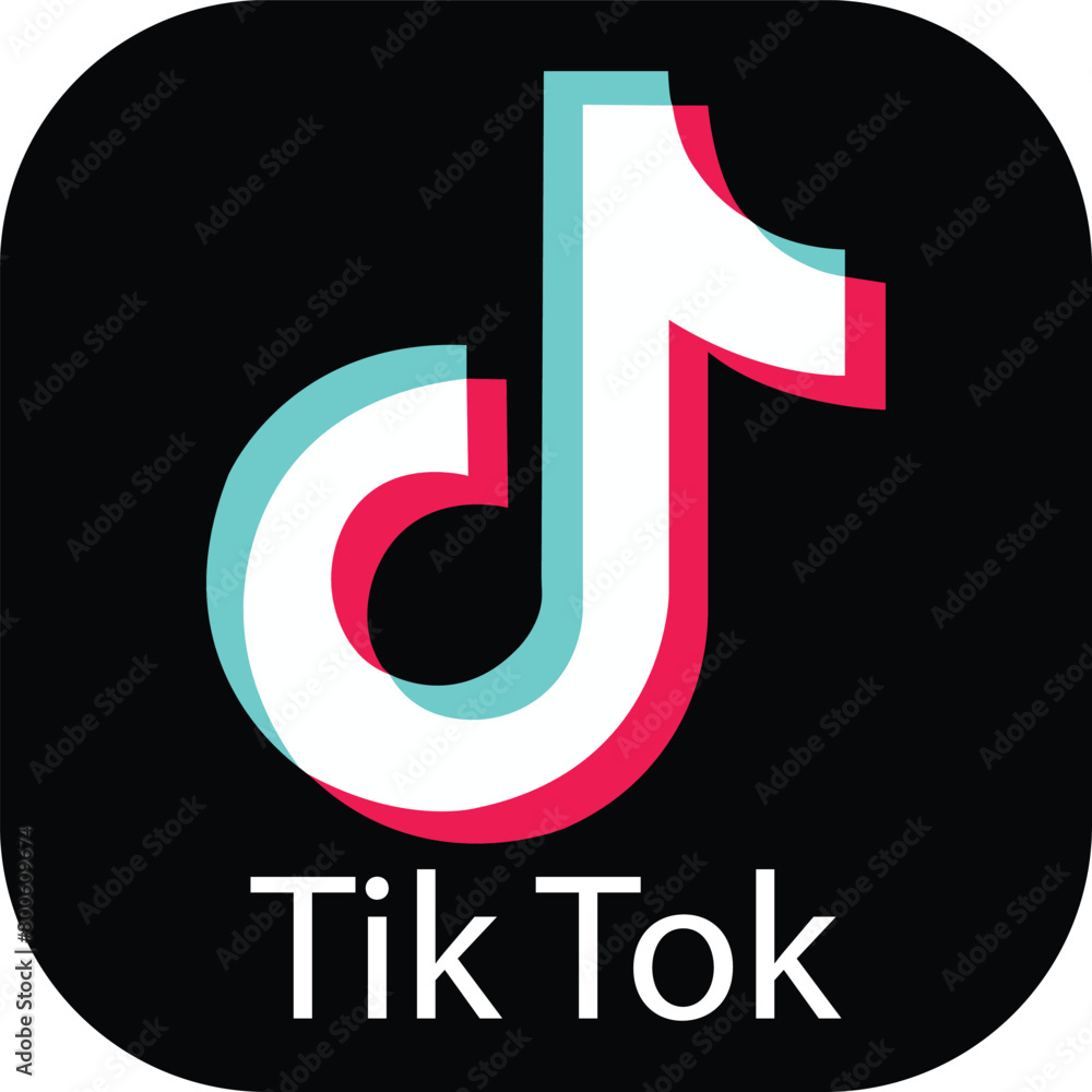Tik Tok icon. Social media logo. Black icon in flat trendy style ...