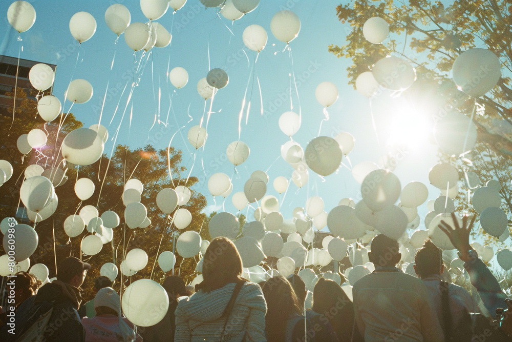 Balloons released during a charity run, symbolizing the spirit of ...