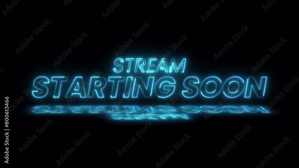 Stream starting soon neon text animation suitable for video live ...
