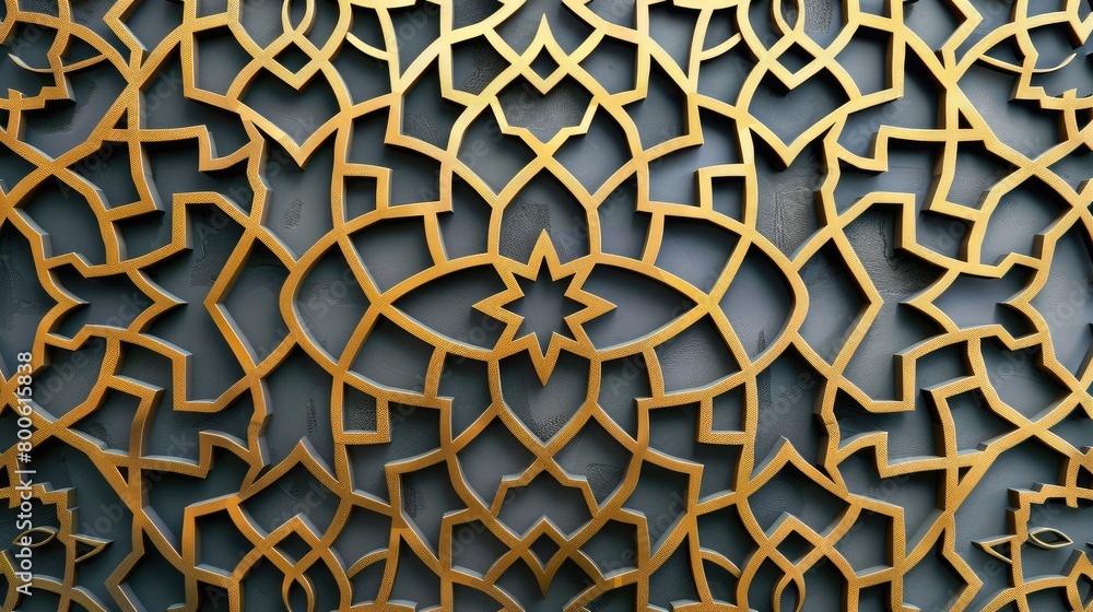 Islamic gold ornament vector on a geometric 3d shape background. Arabic ...
