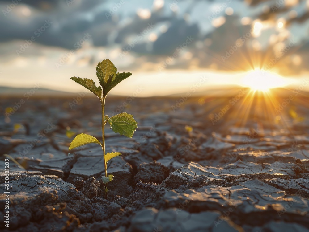 Witness the tenacious sapling breaking through soil, symbolizing ...