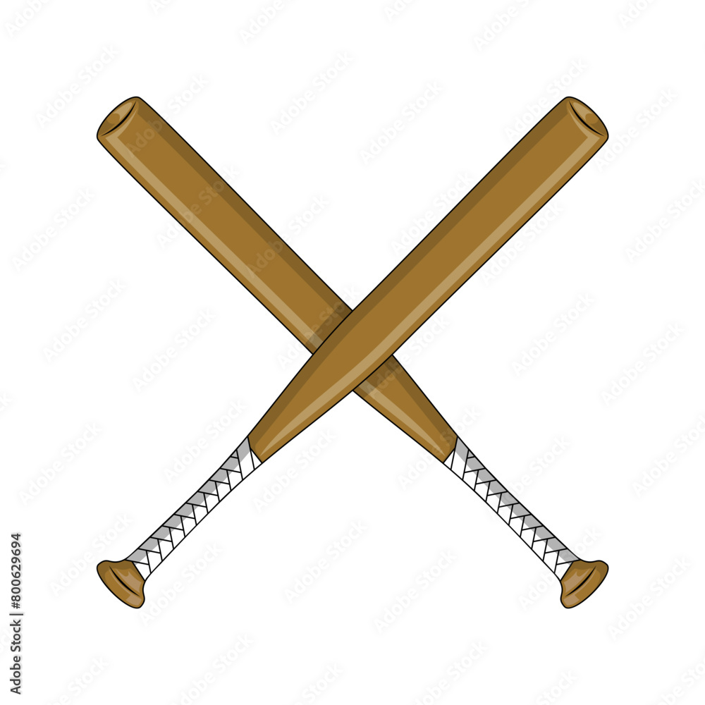 Baseball Bats is an illustration of two crossed wooden baseball or ...