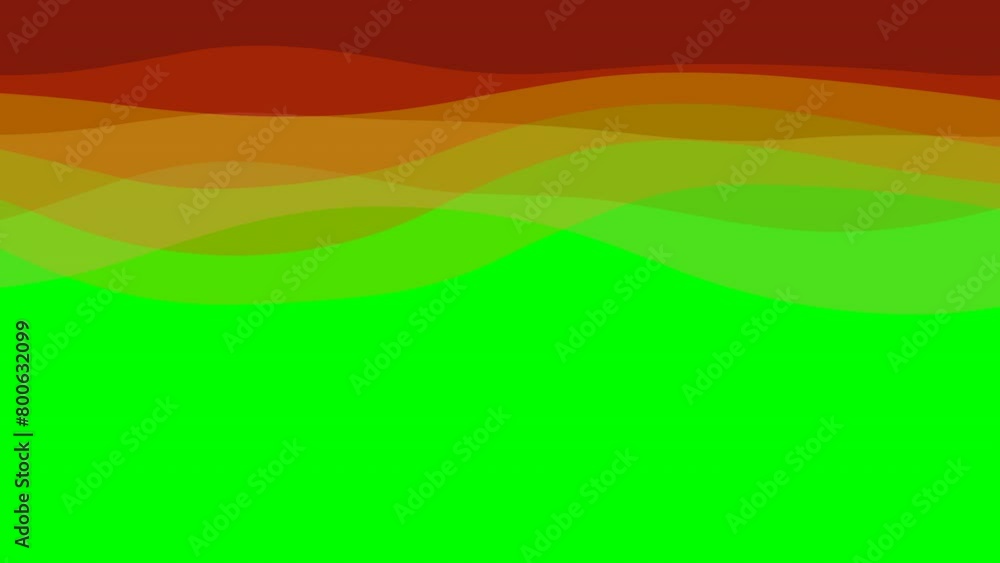 Red waves stream loop animation. Degrade change green screen background ...