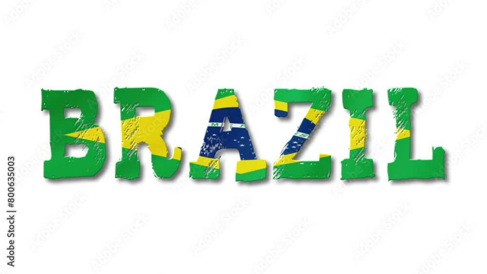 Brazil Text with the Flag Waving Inside. Seamless Loop Animation on ...