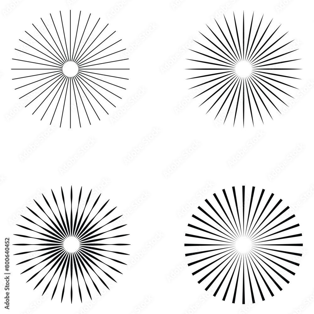 Sunburst icon in liner style. Burst symbol vector collection. Radial ...