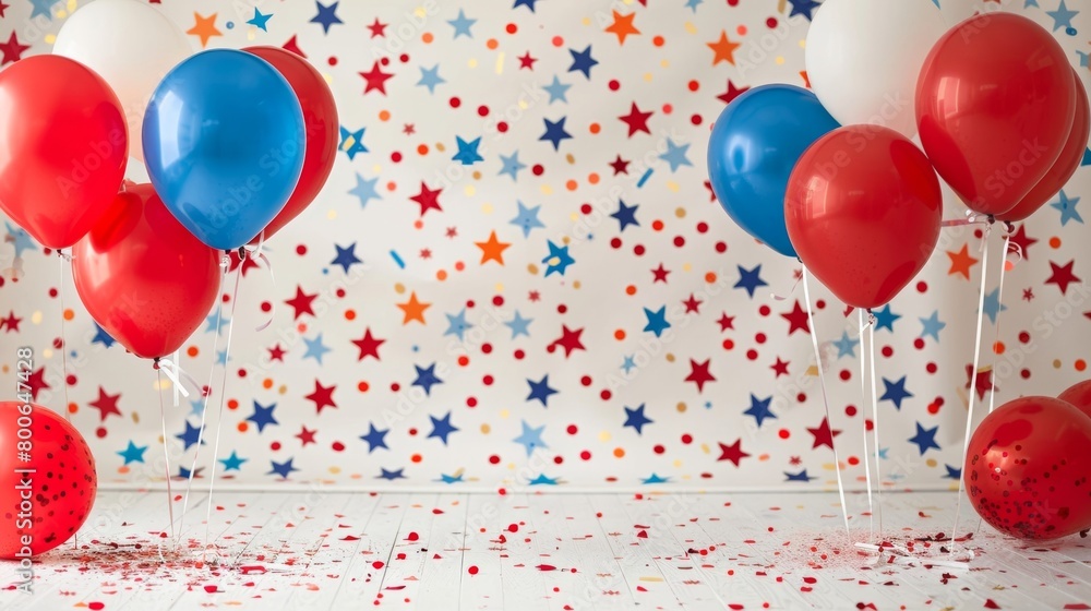 Blank mockup of a Fourth of July event photo booth backdrop with fun ...