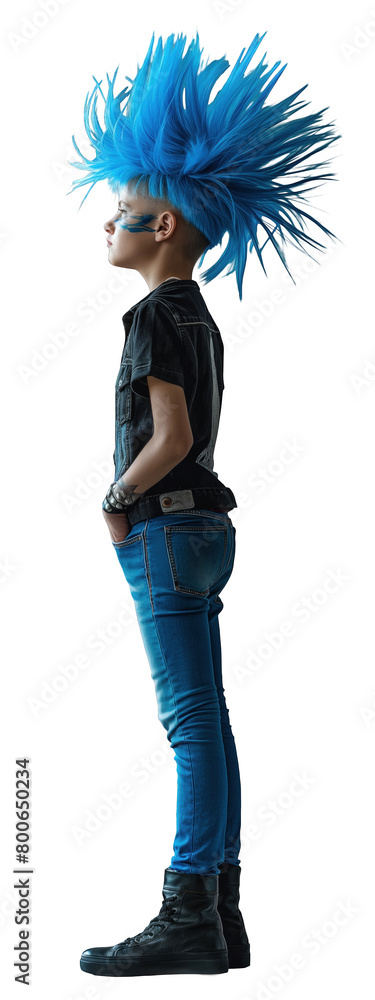 Young teenager girl with blue mohawk hairstyle . Clipart PNG image ...