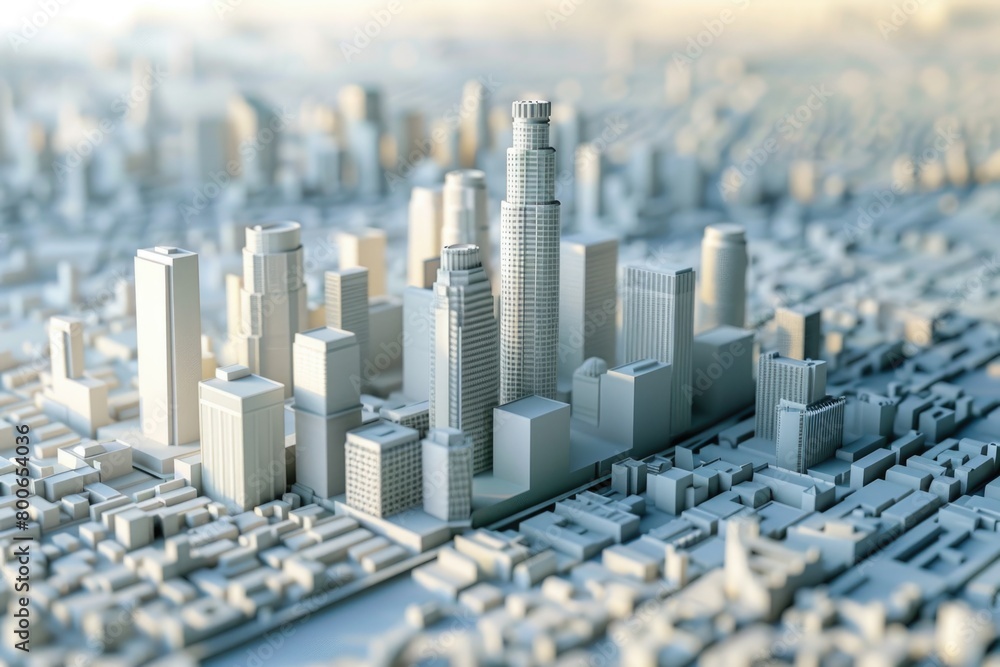 Urban city model with towering skyscrapers, ideal for architectural ...