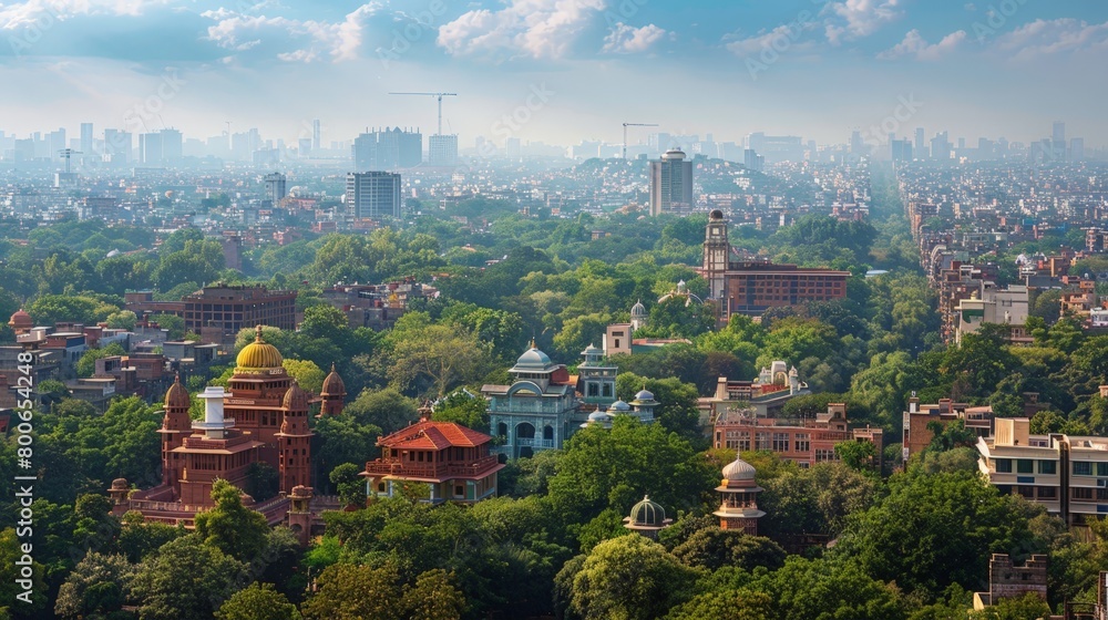 New Delhi Skyline India Mix Of Colonial And Modern Architecture Stock