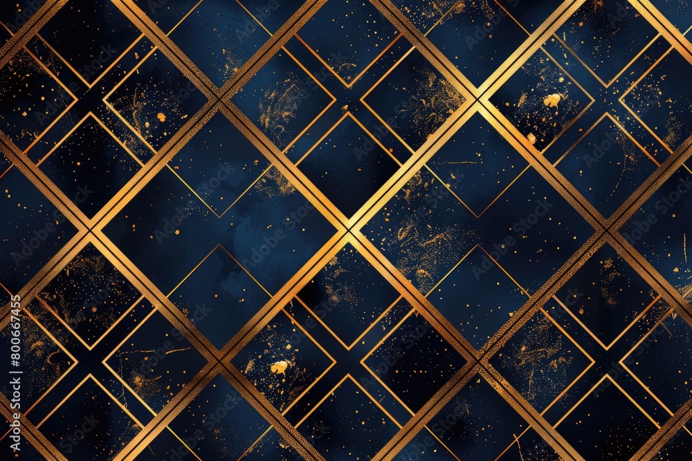 Elegant blue and gold wallpaper with a diamond pattern, perfect for ...