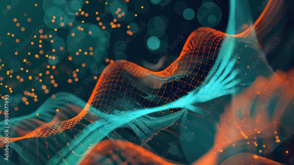 abstract with lines power bi dashboard, teal and orange an intricate ...