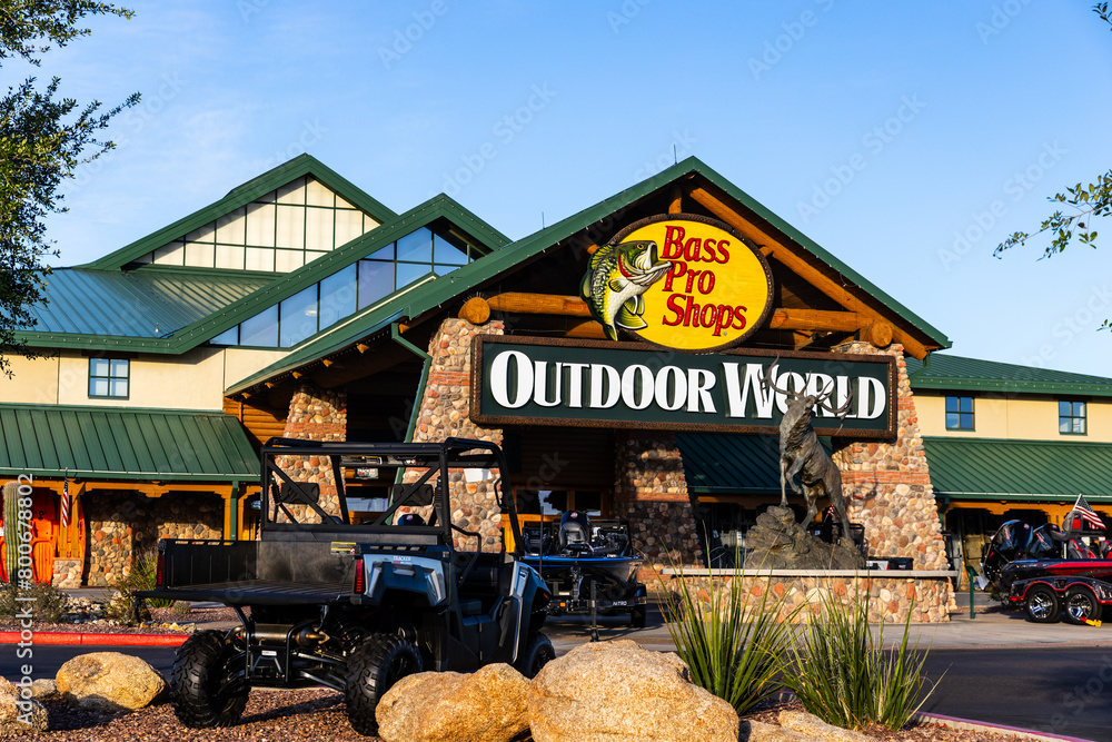 Bass Pros Shops is a chain known for its large, wilderness-themed ...