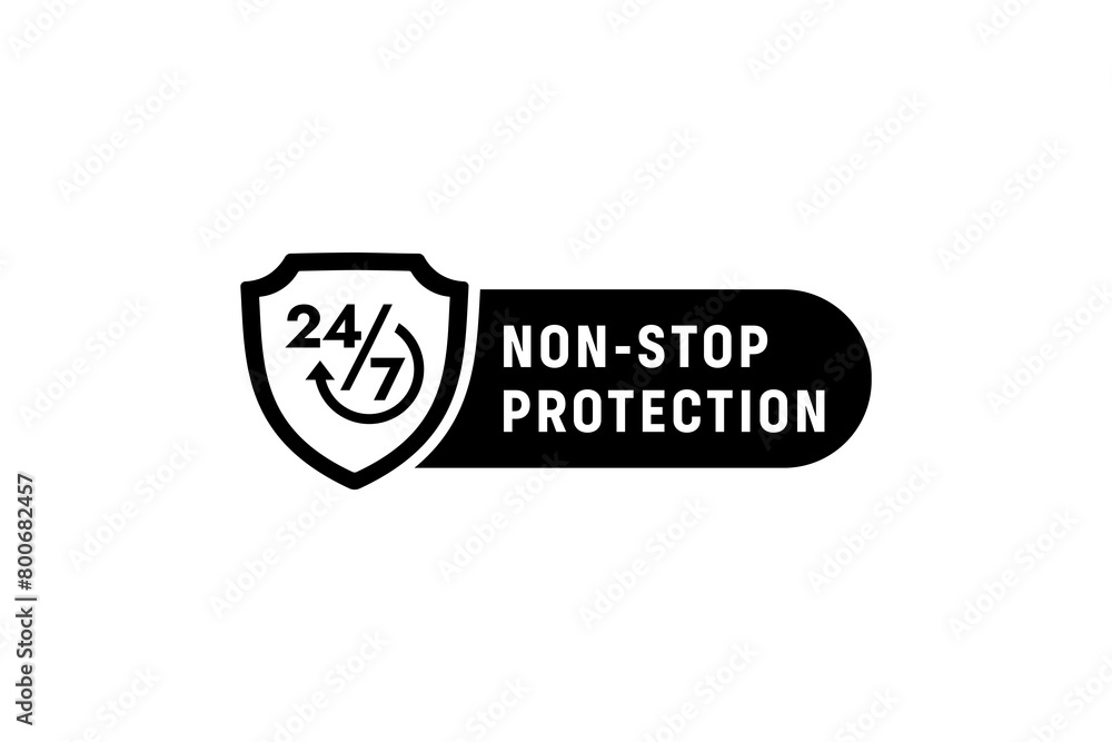 Non stop protection label or Non stop protection sign vector isolated ...
