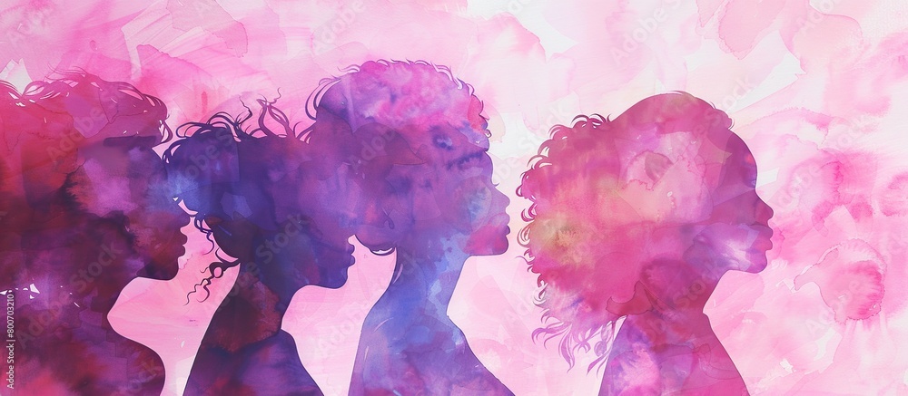 Watercolor painting silhouette of beautiful women in their diversity ...