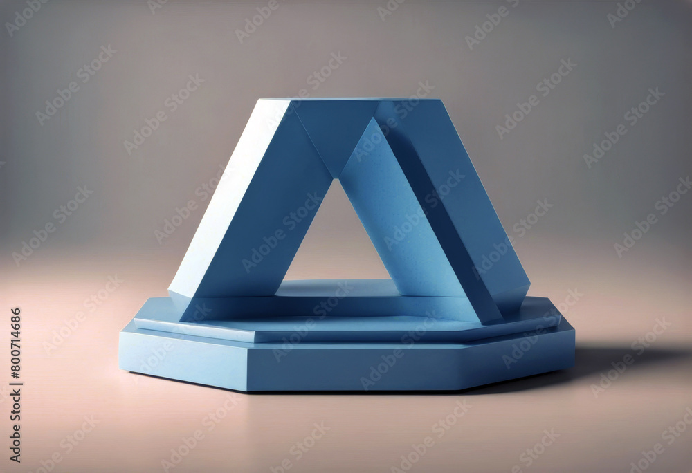 'Realistic 3d blue podium hexagonal geometric step stand modern angular ...