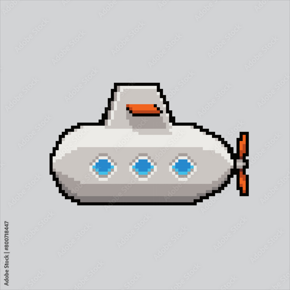 Pixel art illustration Submarine Medal. Pixelated Submarine. Military ...