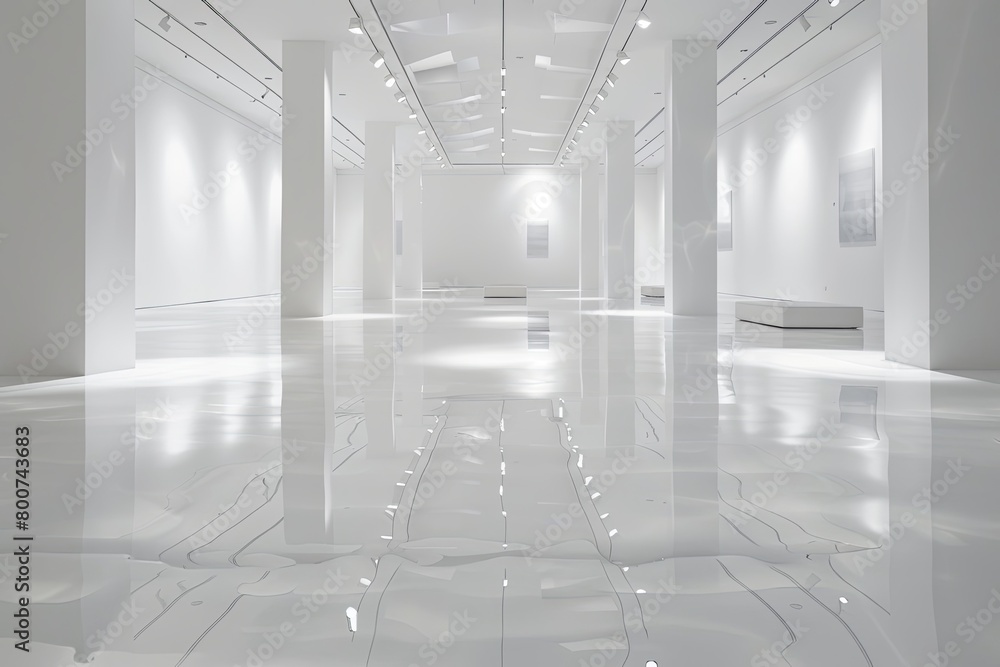 Pure White Gallery: Embracing Minimalism Design with Reflective Stone ...