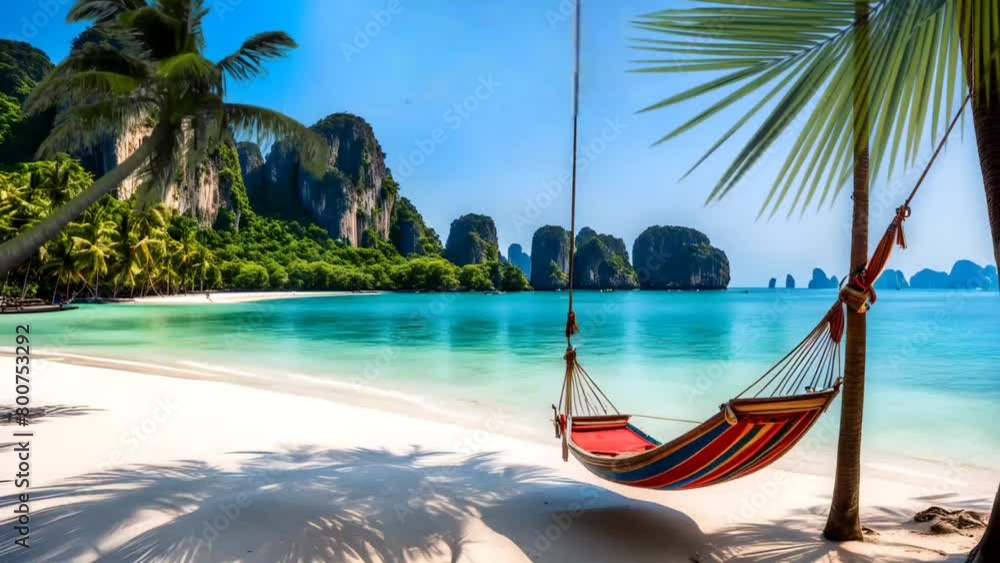 Hammock on the beach. Seamless looping time-lapse 4k video animation ...