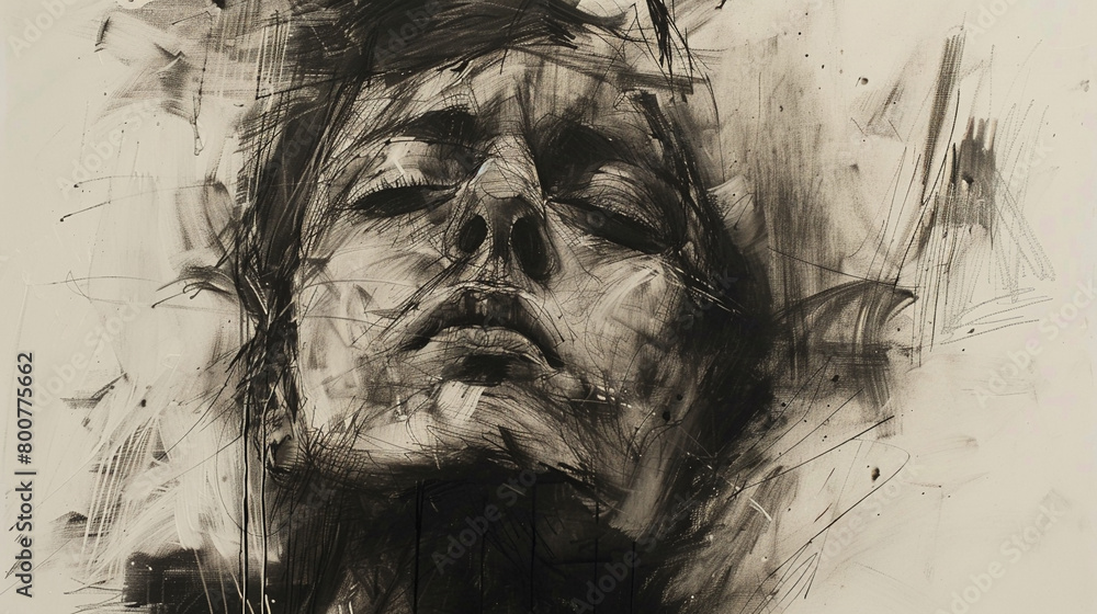 Expressive charcoal sketches convey emotion and depth Stock Photo ...