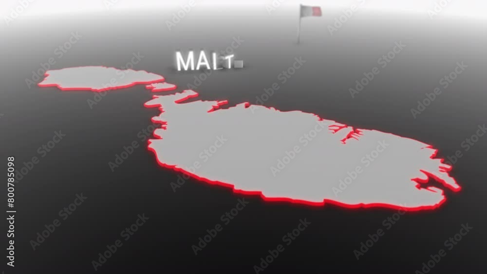 3d animated map of Malta gets hit and fractured by the text “Crisis” 素材 ...