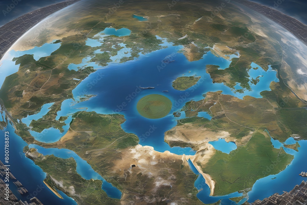 AI Generated-A map of the world with a globe in the center Stock Photo ...