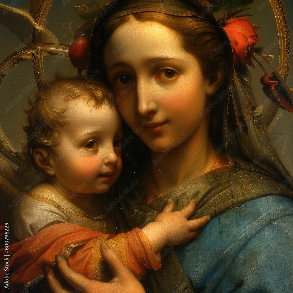 Divine maternal bond, the icon of Blessed Mary and Baby Jesus Christ ...