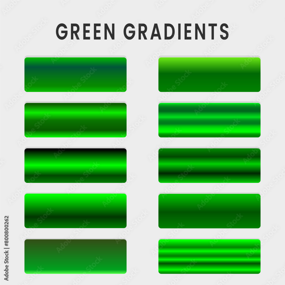 Vector set of neon green metallic gradients Swatches collection Shiny ...