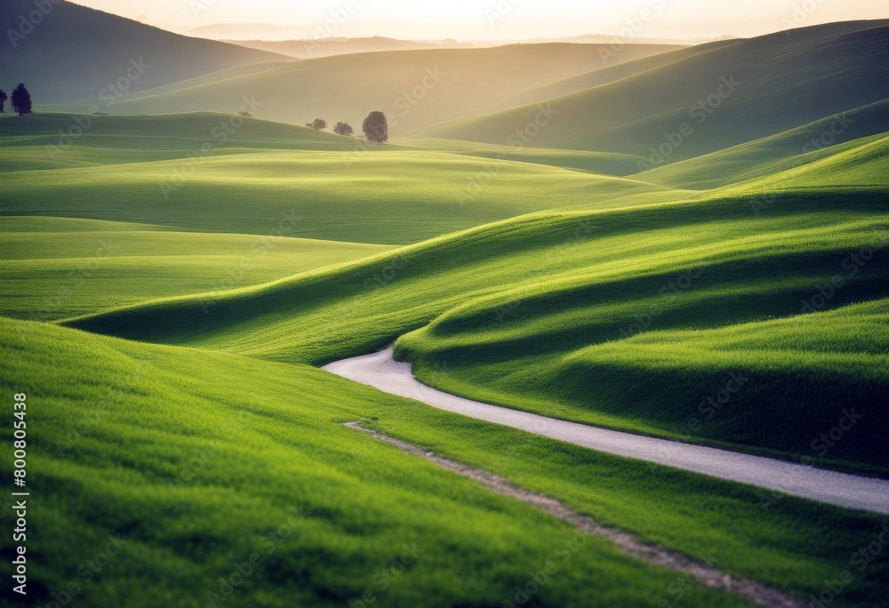 'road winding grass green horizon asphalt concept curve destination ...