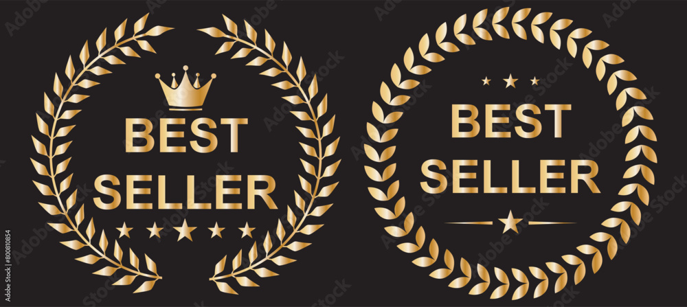Best Seller 2024 or Gold Best Seller 2024 Label Vector. Preferred ...