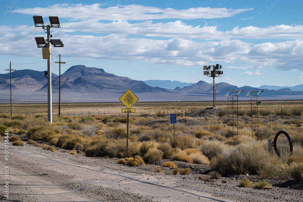 Restricted Airspace Over Area 51, With Warning Signs And Surveillance ...