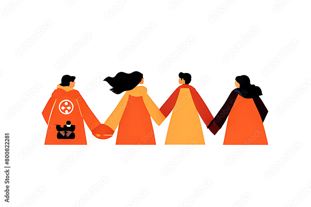 Illustration of different groups of people holding hands. Unity ...