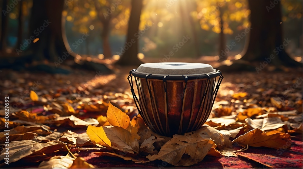Exploring the wilderness: tabla drum in a leaf-strewn forest ...