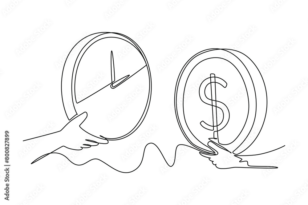 One continuous line drawing of Salary payroll system or employee wages ...